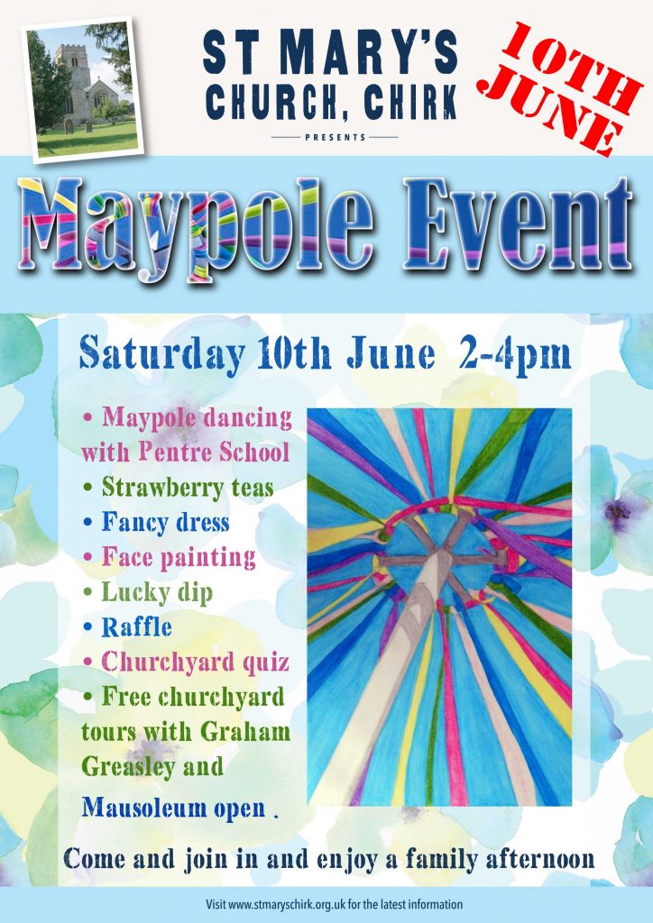 Maypole Event – Saturday 10th June – St Mary’s Church, Chirk