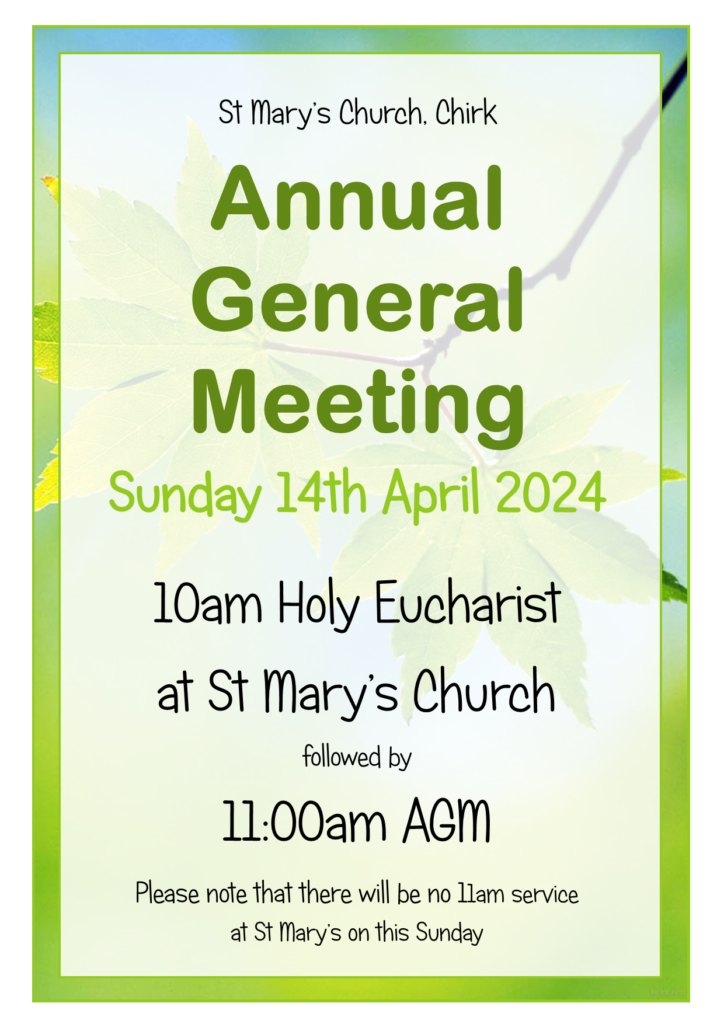 Notification of AGM 2024 – St Mary’s Church, Chirk